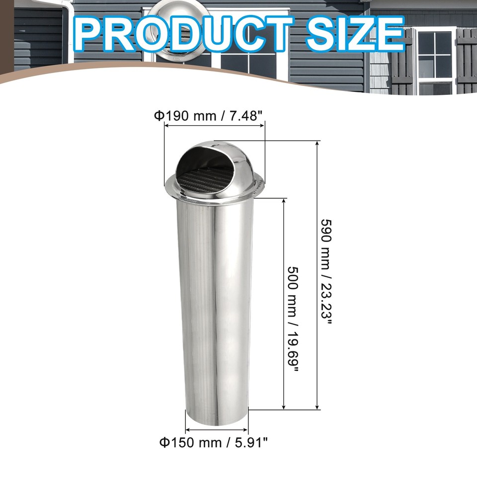 6" Round Soffit Air Vents, 20" Length 304 Stainless Steel Louver Grille ...