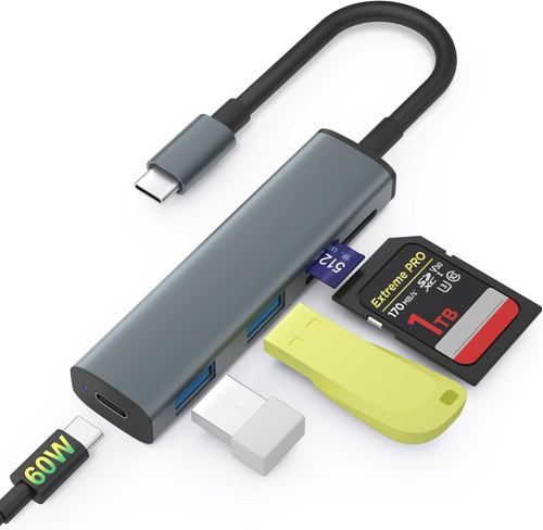 USB C SD Card Reader, Memory Card Reader with 60W PD Charger Adapter SD ...