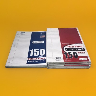 Lot of 5 Pack College Rule Filler Paper ( 750 Sheets Total) See ...