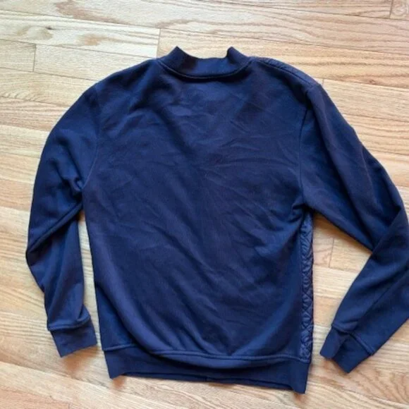 Zara Man Quilted Puffer Bomber Jacket Navy Jersey Sleeve Preppy Varsity ...