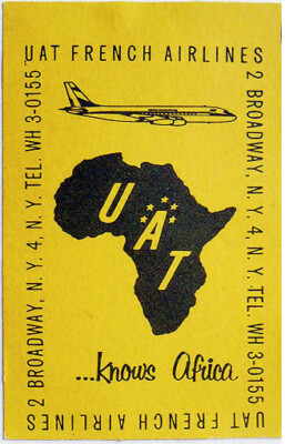 UAT French Airlines Africa 1949-60 label MINT un-used vintage ephmera ...