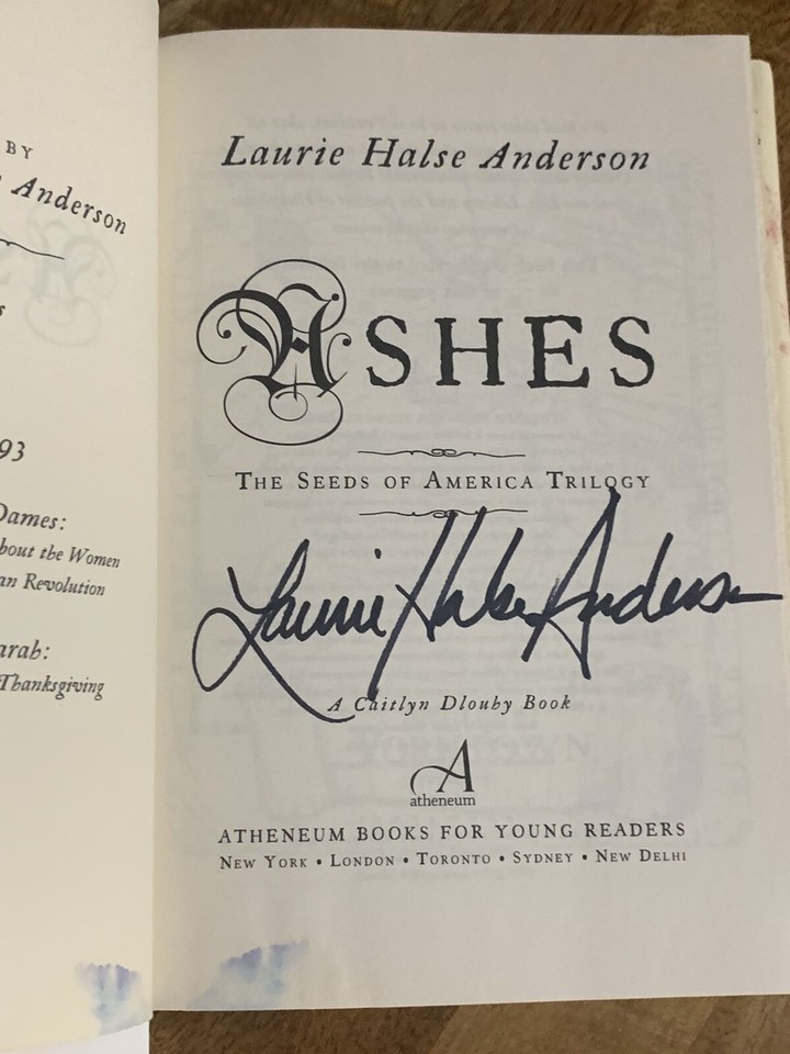 Signed/Autographed ASHES BY LAURIE HALSE ANDERSON HC/DJ | eBay
