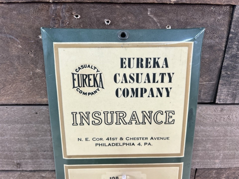 Vintage Eureka Casualty Company Insurance Advertising Thermometer | eBay