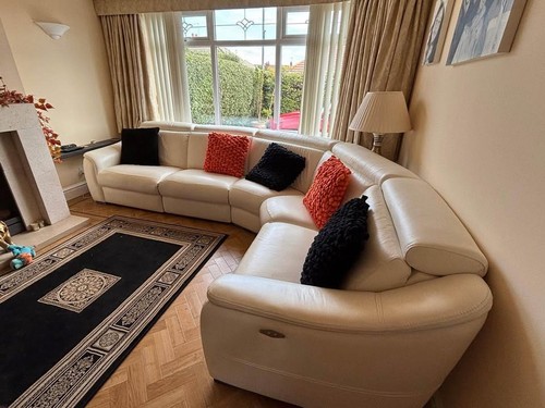 Fabulous Cream Leather Corner Sofa Recliner (PTP) | eBay UK