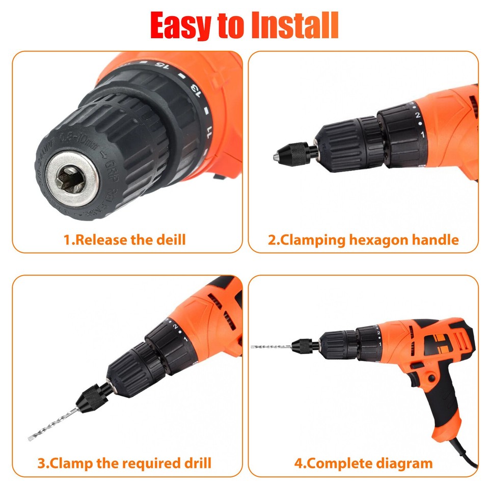 Hex Shank Keyless Chuck Adapter Drill Bit Quick Change Driver Converter ...