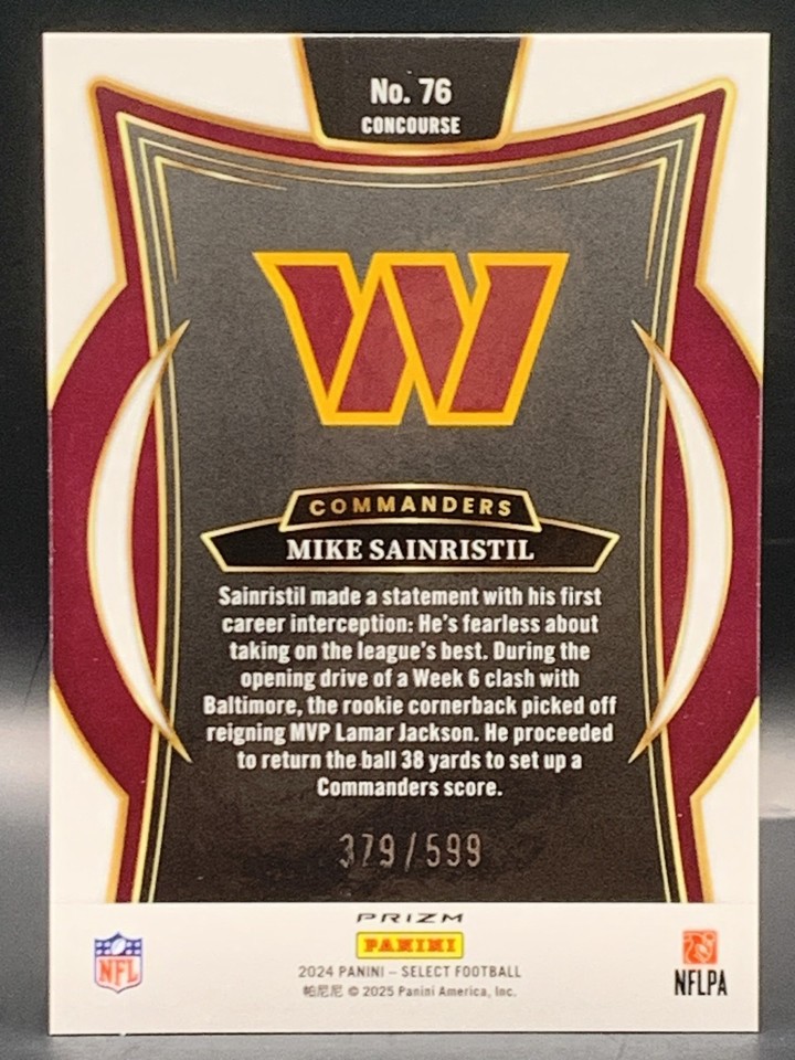 2024 Select Mike Sainristil Rookie Neon Green Prizm Shock /599 ...