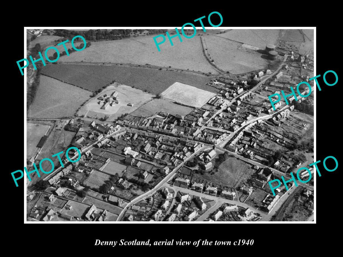 OLD 8x6 HISTORIC PHOTO DENNY SCOTLAND AERIAL VIEW OF THE TOWN c1940 2 ...