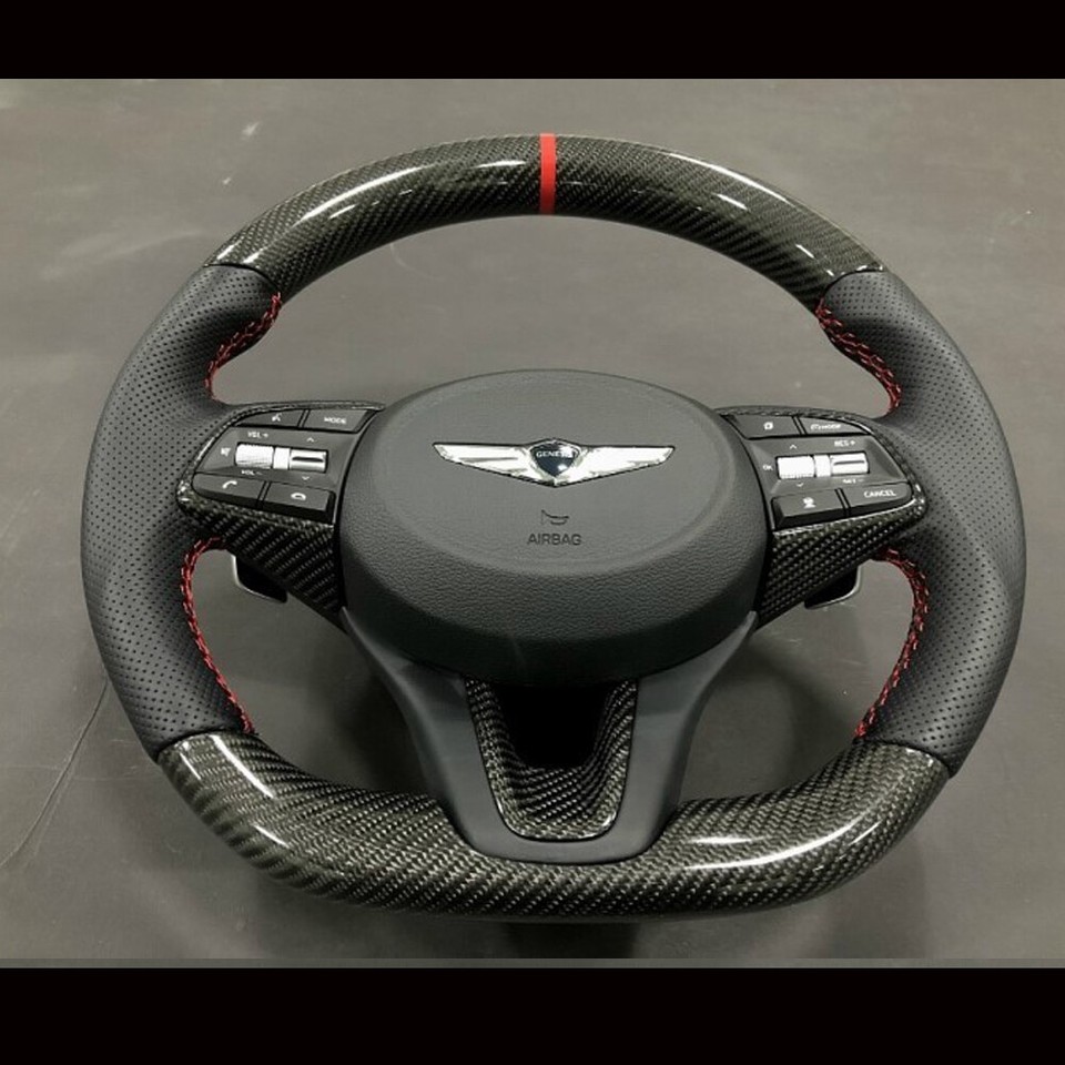 Real Carbon Fiber D cut Steering wheels For Hyundai Genesis G70 2017 ...