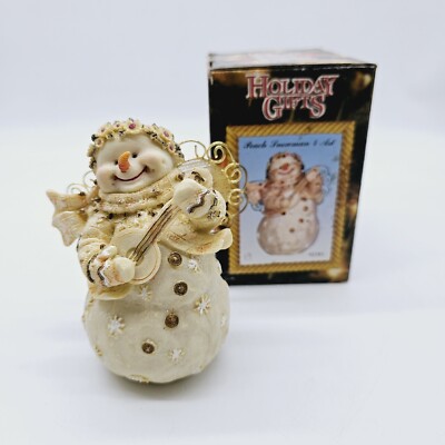 Holiday Gifts Peach Frosty The Snowman Figurine Vintage Glitter 5" Tall ...