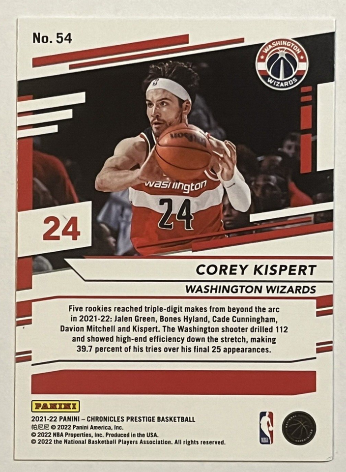 2021-22 Panini Chronicles COREY KISPERT Bronze Prestige Rookie Card ...