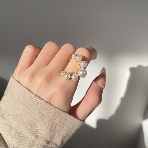 Pearl Paved Rings For Women New Jewelry Personality Open Ring ...