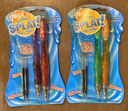 Vintage Nickelodeon Splish Splat Gel Pens Orange Green Purple Red Set ...