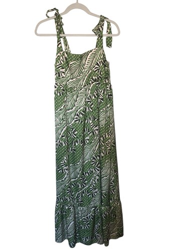 THML Maxi Dress Womans Sz M Green Floral Tie Sleeve Lined Layered ...