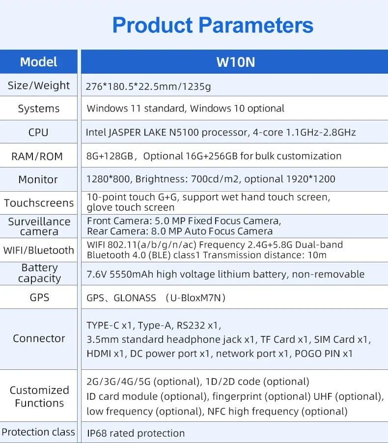 Industrial Rugged Tablet PC 10.1'' Rugged Tablet Handheld Data Terminal ...