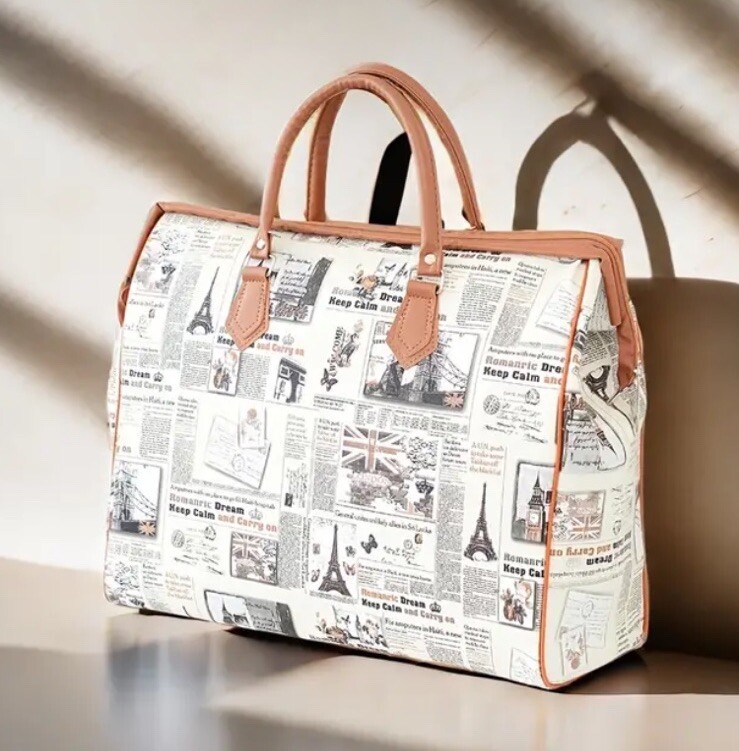 XL Vintage Style Newspaper Print Large Purse Tote Bag ROOMY Classic ...