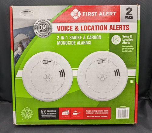 First Alert 2-in-1 Smoke & Carbon Monoxide Alarms with Voice Alerts - 2 ...