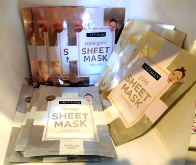 Freeman Metallic Sheet Masks 4 Soothing 4 Brightening & 4 Purifying 12 ...