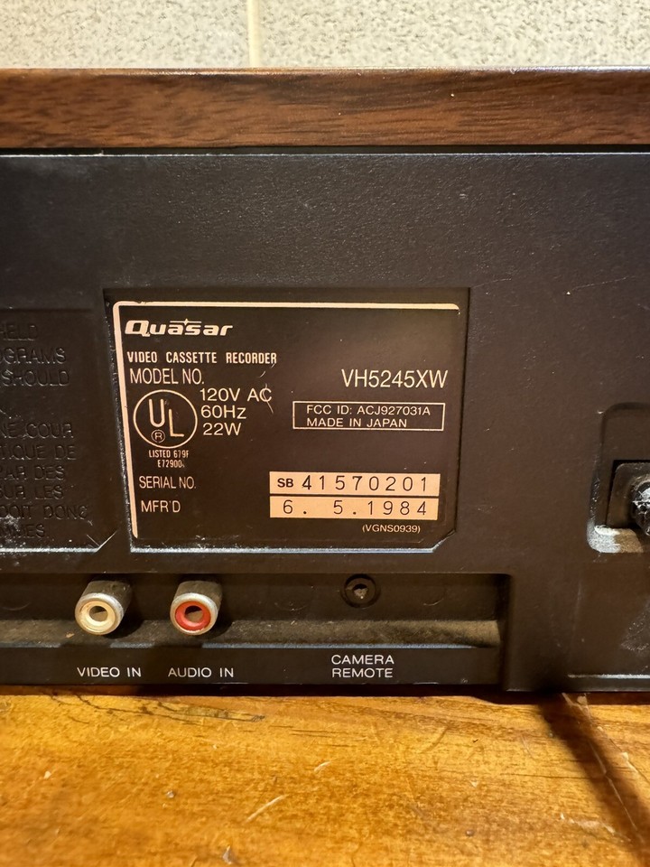 Vintage Quasar Model VH5245XW (1984) Parts Or Repair | eBay