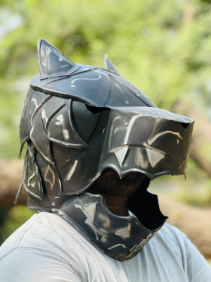 Wolf Head Helmet Medieval Animalistic Design Helloween cosplay Helmet ...