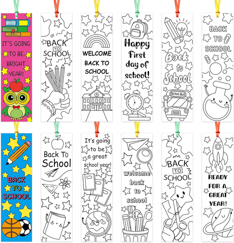 75Pcs Color Your Own Bookmarks Welcome First Day of Back to School ...