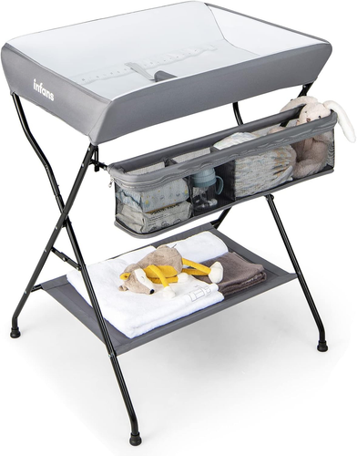 Baby Changing Table, Folding Diaper Station Portable Nursery Organizer ...
