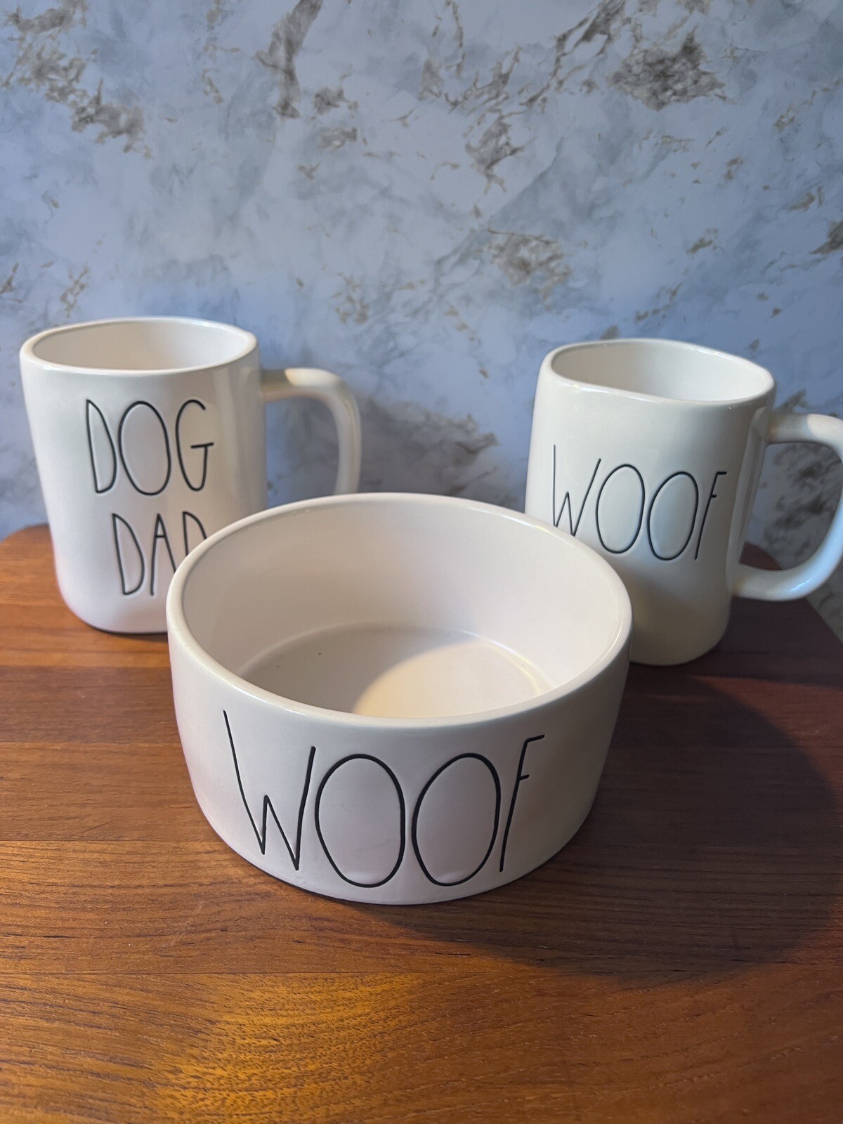 Rae Dunn DOG DAD Lot, DOG DAD Mug, WOOF Mug, WOOF Dog Bowl. Great Gift ...