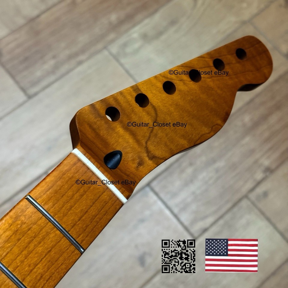 Roasted Flame Maple Tele Neck Satin Telecaster Fits Warmoth & Fender ...