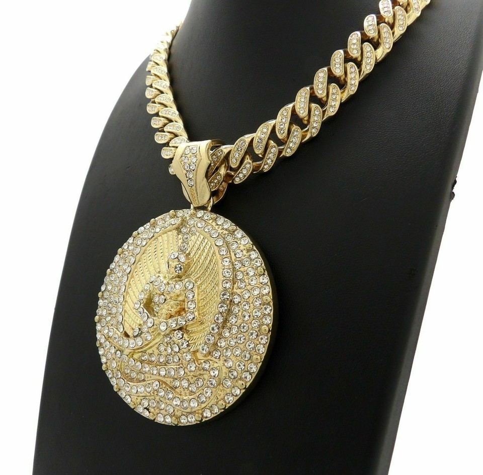 Hip Hop 2PAC EUPHANASIA Pendant & 12mm 18" Full Iced Cuban Choker Chain ...