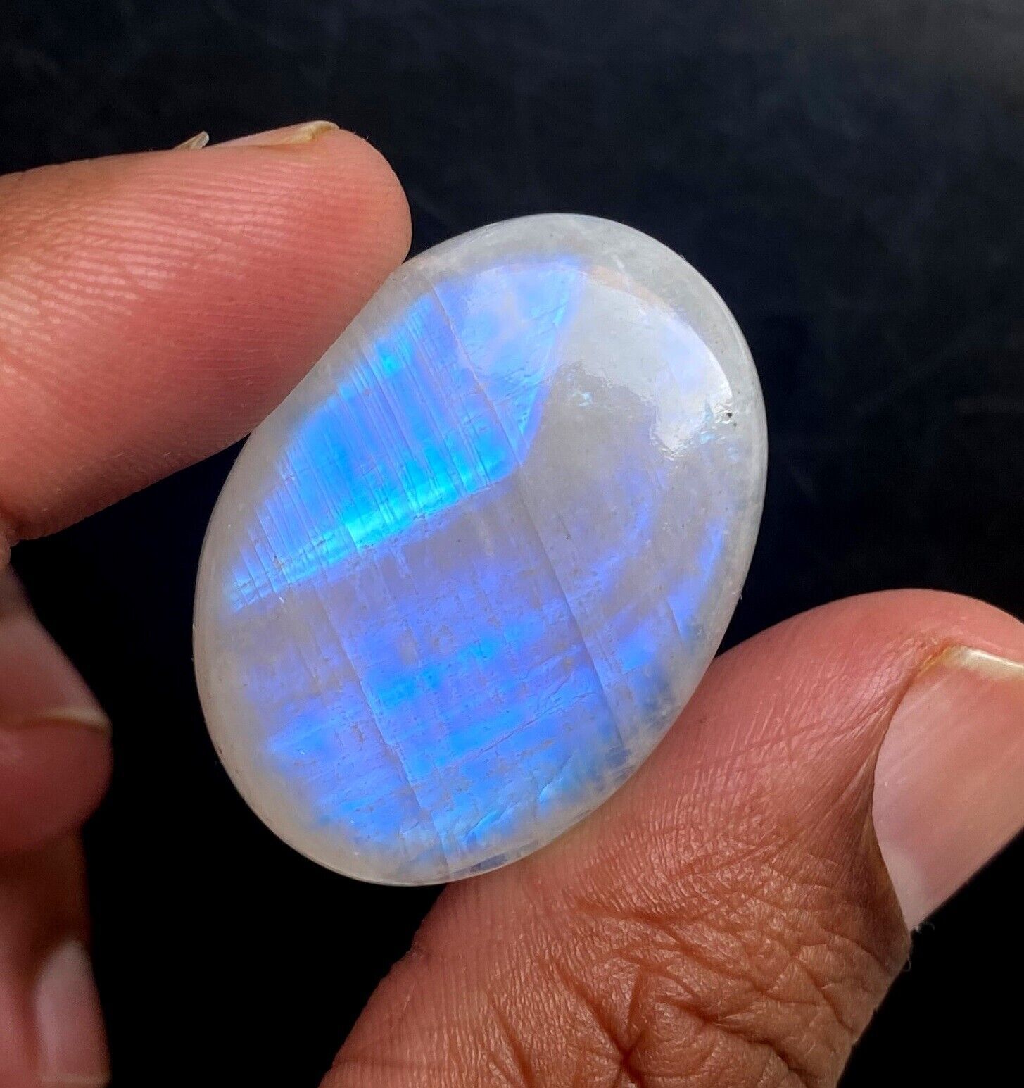 Natural Blue Fire Moonstone Oval Cabochon, 23x33mm Hand Polished Loose ...