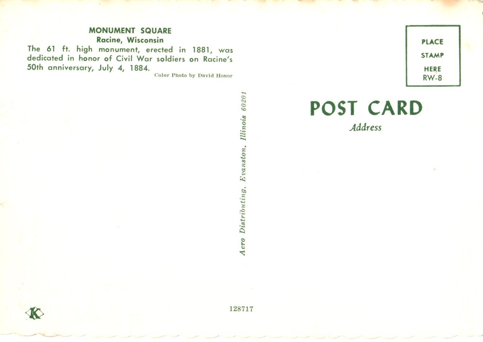 Monument Square, Racine, WI Postcard | eBay