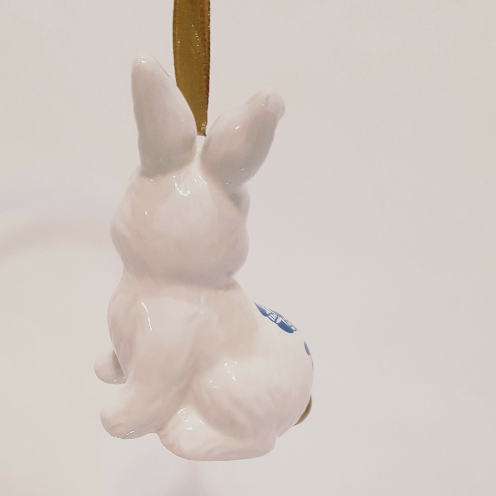 White Rabbit Blue Flower Ornament 3" Bunny Easter Ceramic | eBay