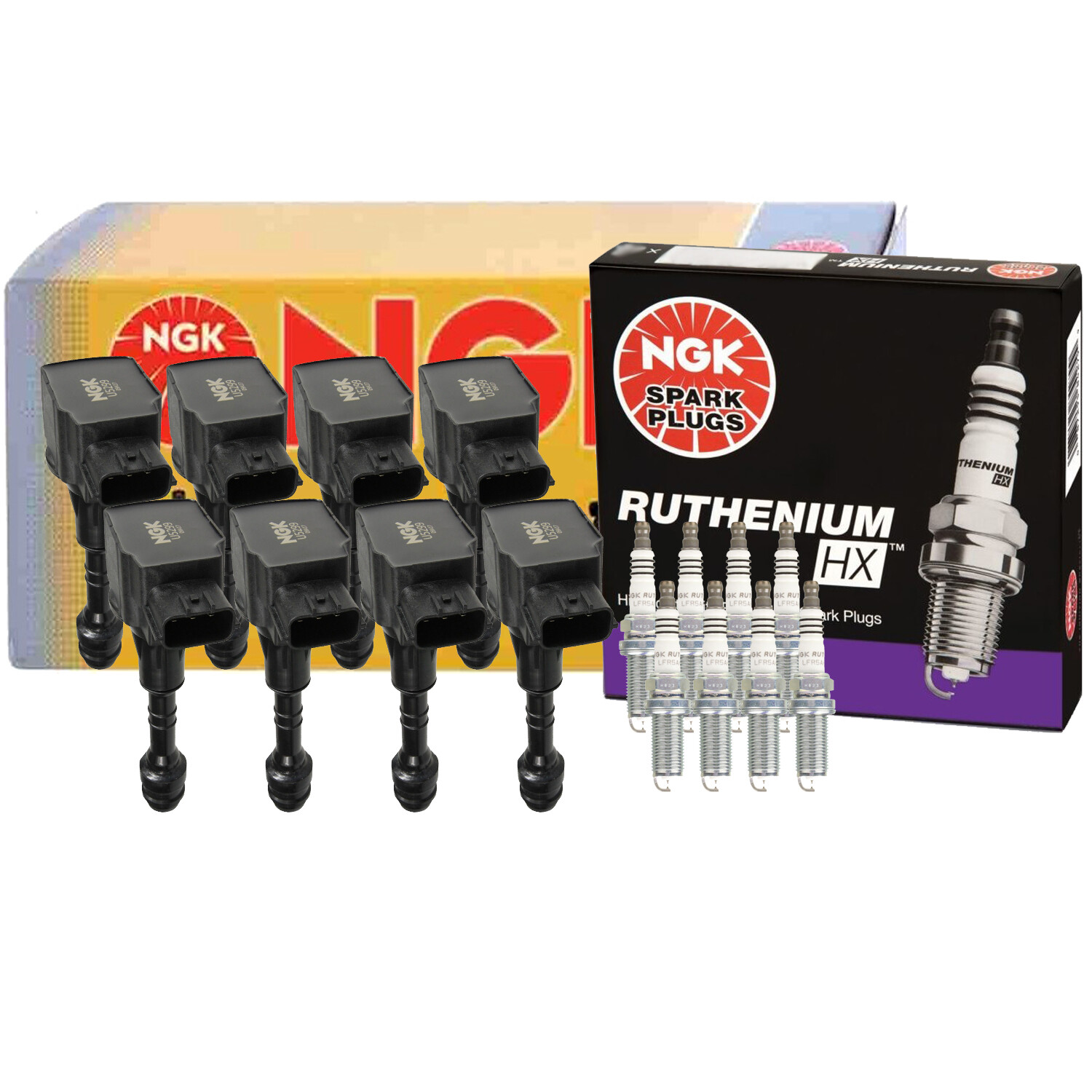 NGK 8 COP Ignition Coils 8 Ruthenium HX Spark Plugs Kit For Infiniti ...