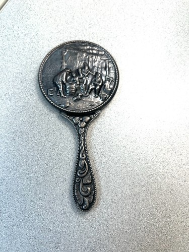 Art Nouveau Silver Plate Repousse Small Beveled Hand Mirror | eBay