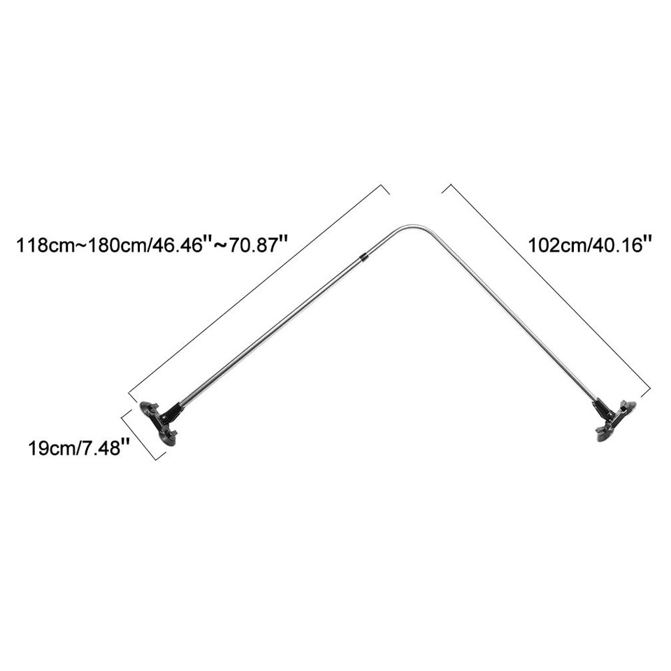 Curved Shower Curtain Rod L-Shaped Corner Bathroom Curtains Hanger Pole ...