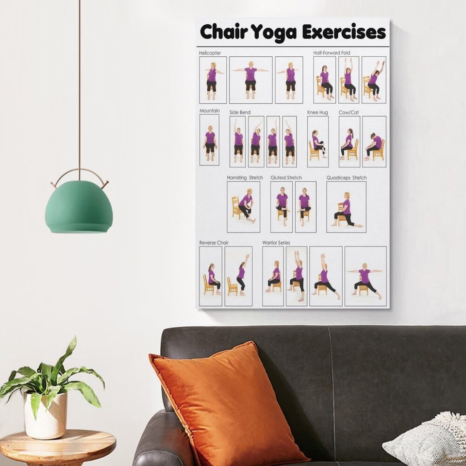 GLTLGBPR Chair Yoga Exercise Instruction Chart, Yoga Pose Chart for ...