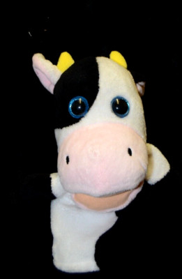 Kelly Toy Hand Puppet White and Black Cow 11" Plush Stuffed Animal | eBay