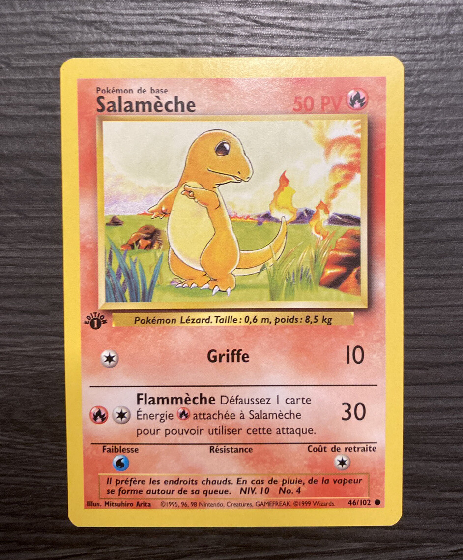 Pokemon 1st Edition French Card Base Set Salameche 46/102 NM Charmander ...