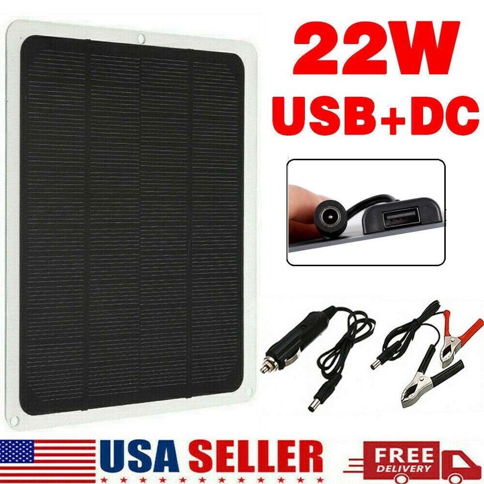 12V 10W Solar Panel Trickle Charger Battery Charger Kit Maintainer Boat ...