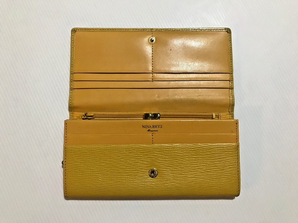 Nina Ricci Long Wallet Purse Mustard Designer Leather | eBay