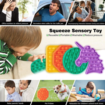 Pop Its Fidget Pop Square Round Toy Push Pops Bubble Stress Relief Kids ...