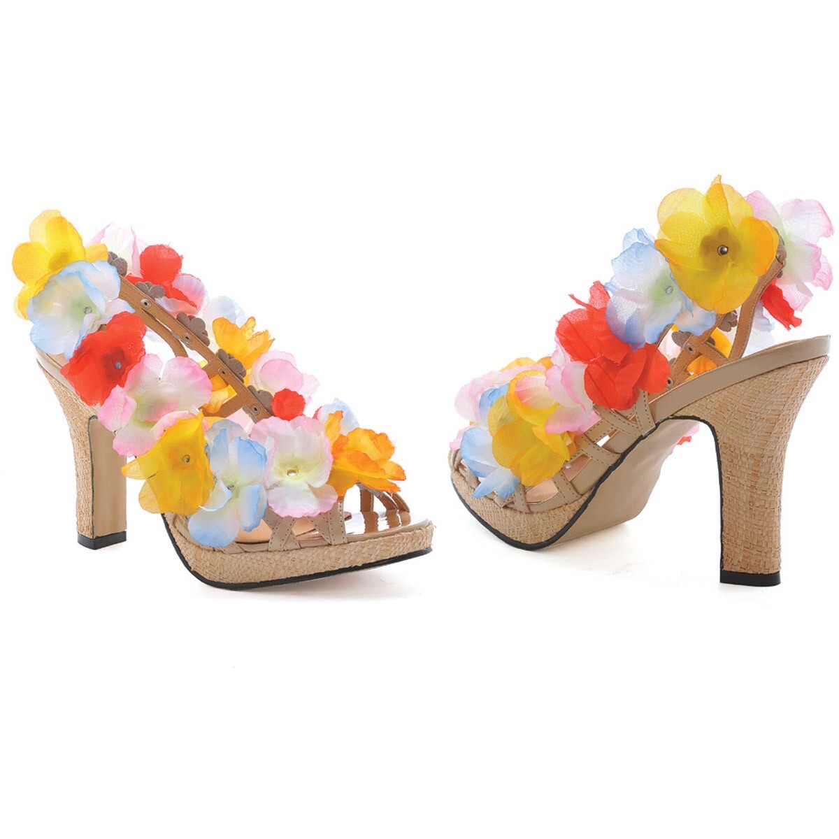 Ellie Weaved Open Toe Pumps Flower Lined High Heels Adult Women Shoes ...