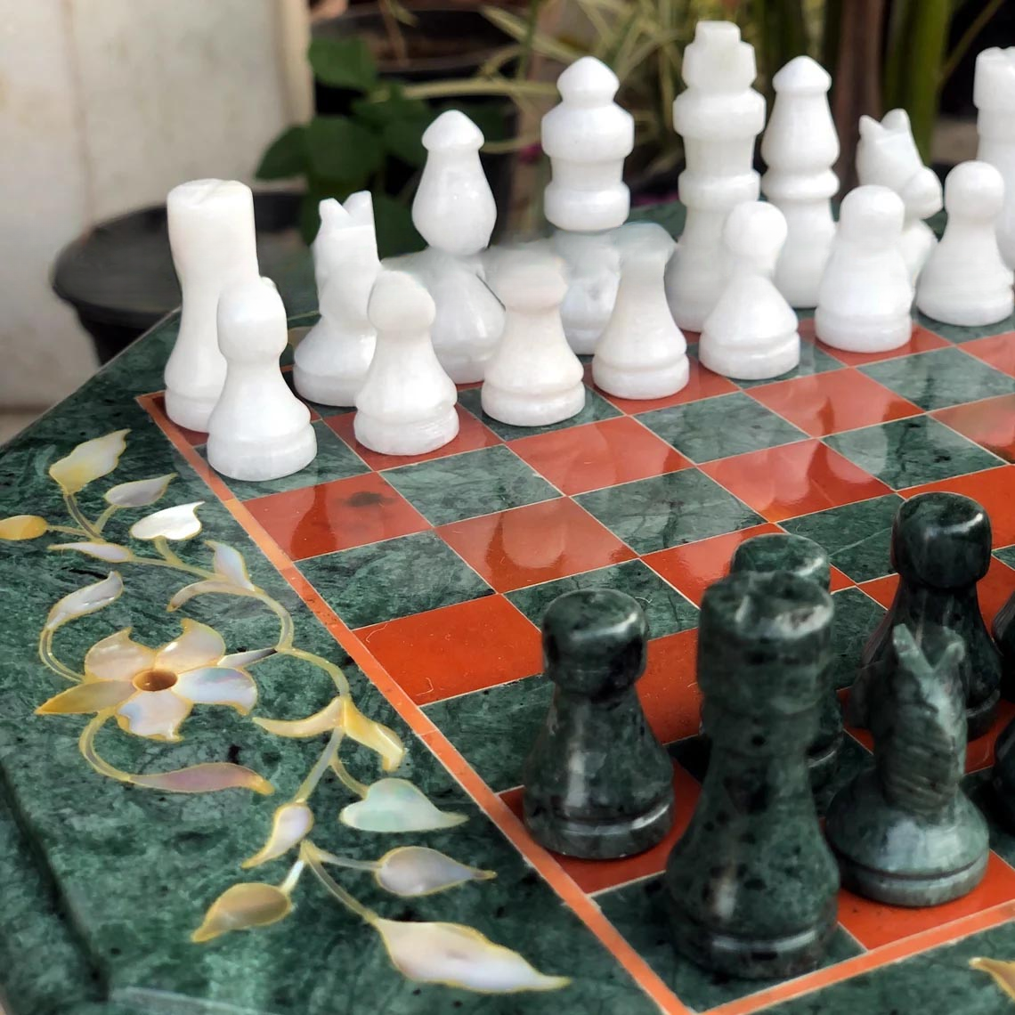 Collectible Green Marble Chess Game Board Set Best Christmas Gifts For ...