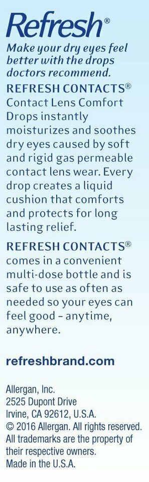 Refresh Contacts Contact Lens Comfort Drops For Dry Eyes Sterile 0.4oz ...