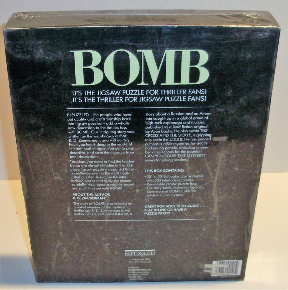 New Sealed 1987 BePuzzled 500 Pc BOMB Thriller Jigsaw Puzzle Story by ...