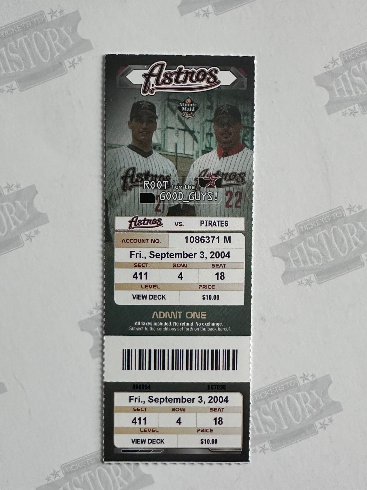 2004 Pittsburgh Pirates at Houston Astros Ticket 9/3/04 Roger Clemens ...