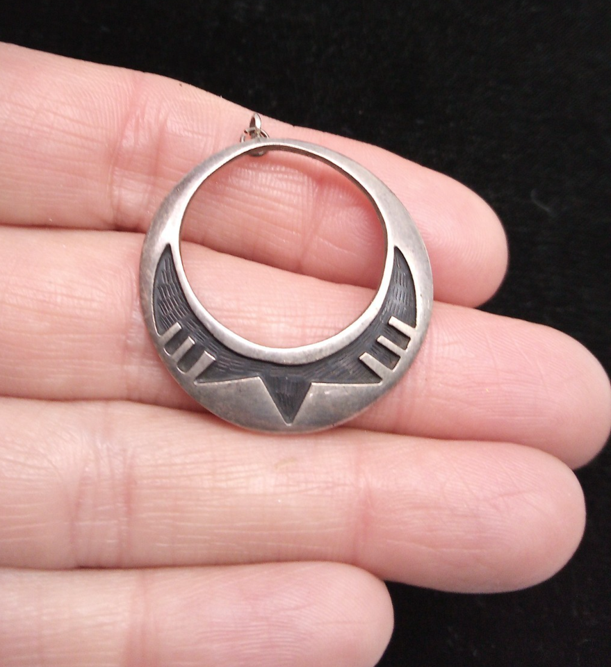 Vintage Hopi Sterling Silver Overlay Pendant | eBay