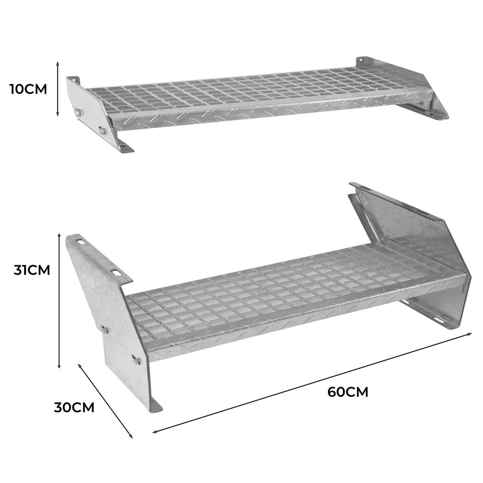 Height Adjustable Metal Staircase Galvanised Steel Modular Steps 600mm ...