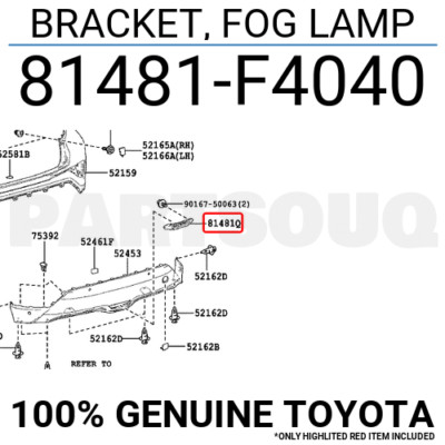 81481F4040 Genuine Toyota BRACKET, FOG LAMP 81481-F4040 | eBay