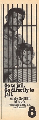 WONDERFUL ANDY GRIFFITH SHOW TV AD ~ ANDY & OPIE IN JAIL ~ HOW DARE ...