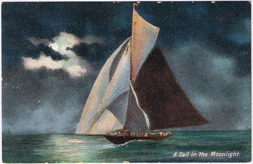 Postcard Art A Sail In The Moonlight Stedman Bros Brantford Ontario | eBay